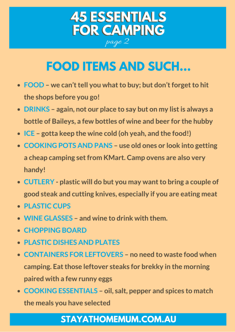 45 Essentials For Camping Checklist - Stay at Home Mum