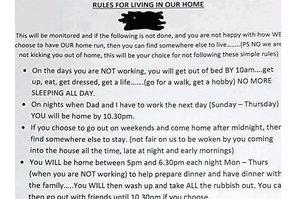 Mum Makes House Rules For Her Daughter That Made The Internet Go Wild ...