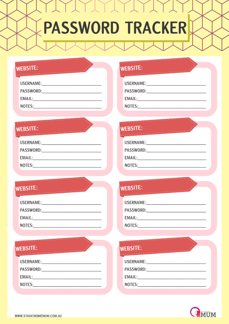 Password Tracker - A Free Printable!
