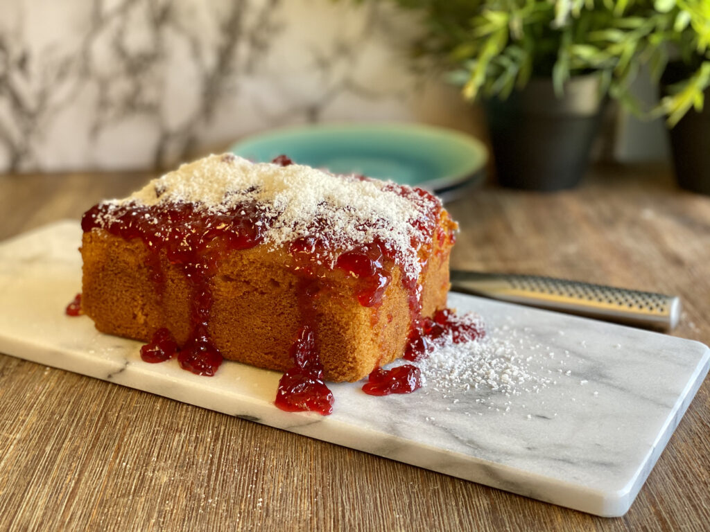 Raspberry Coconut Cake - 5 ingredients! - Stay at Home Mum